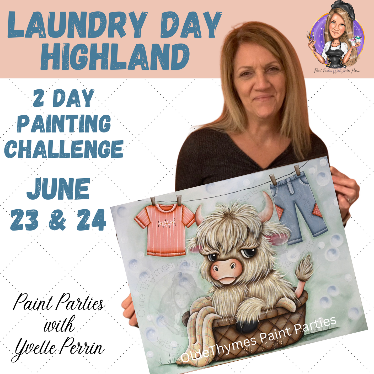 Laundry Day Highland Painting Workshop – OldeThymesPaintParties