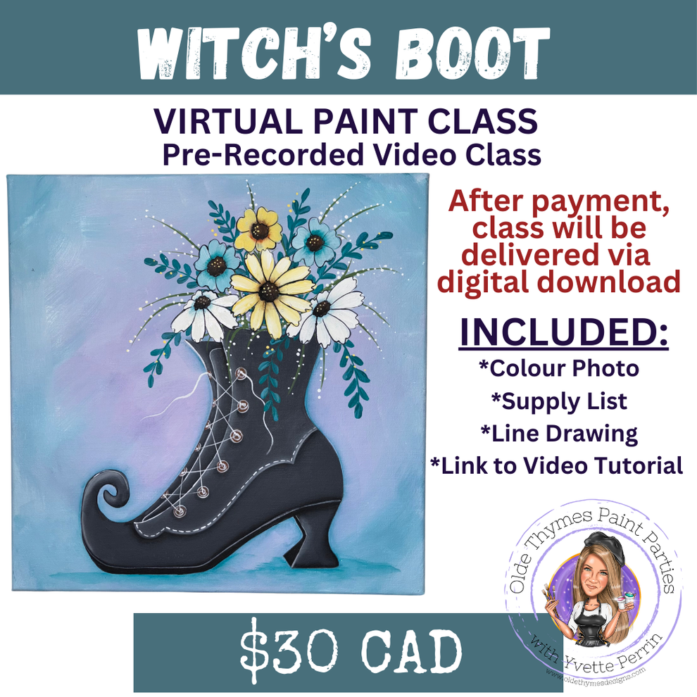 Witch's Boot Virtual Paint Class – OldeThymesPaintParties